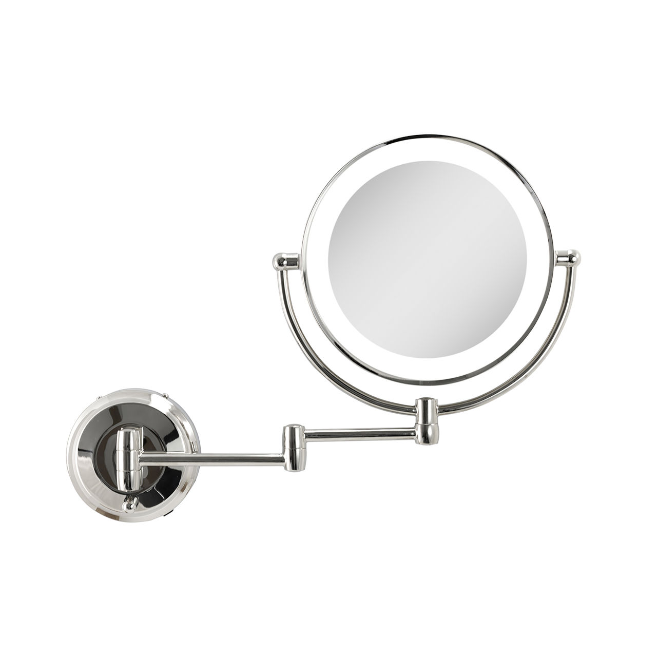 LED Lighted Round Wall Mount Mirror - Chrome - Mormax